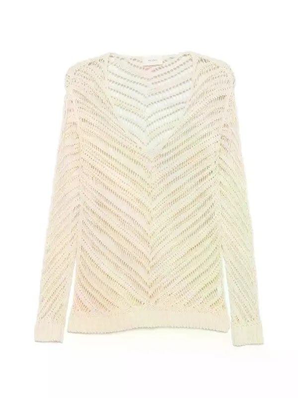 VICOLO Open-knit V-neck Sweater
