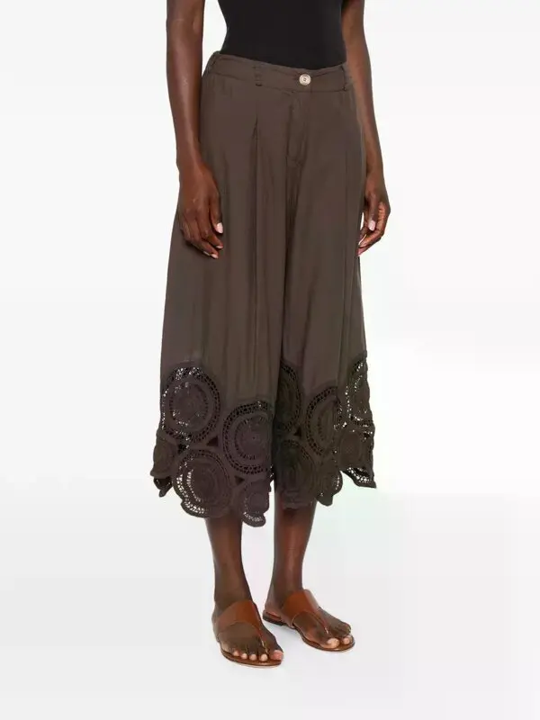 VICOLO Crochet Trim Wide Leg Trousers