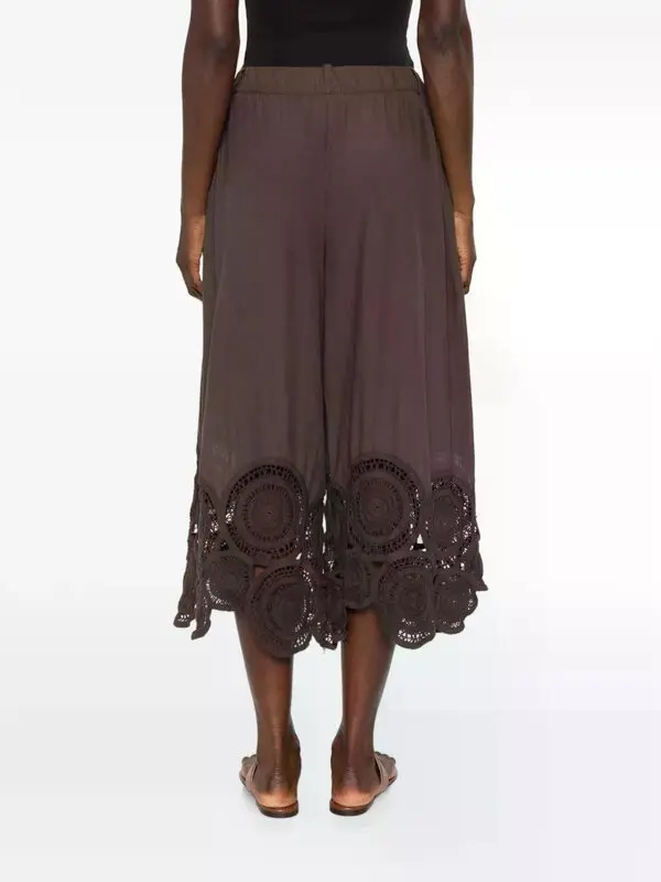 VICOLO Crochet Trim Wide Leg Trousers