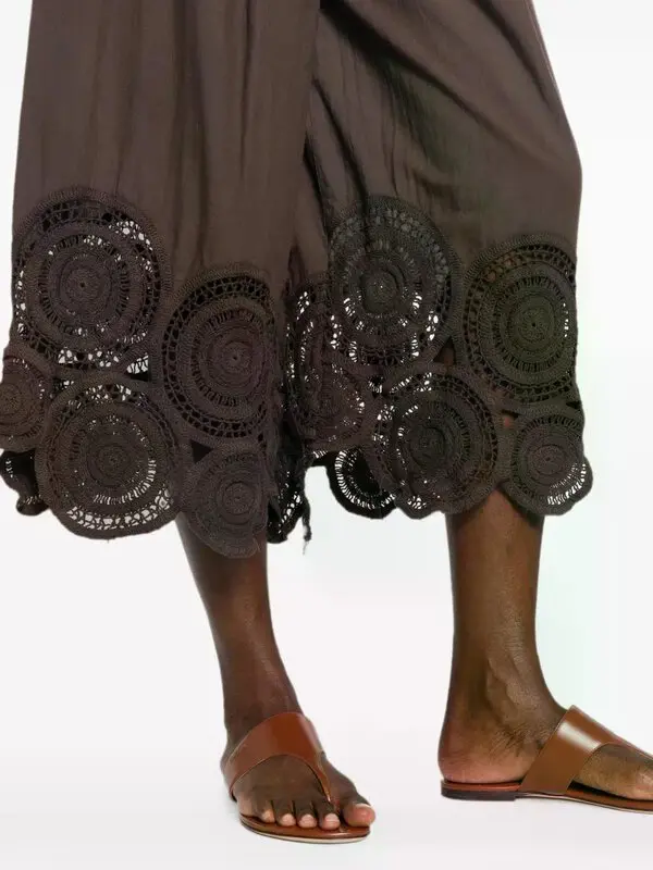 VICOLO Crochet Trim Wide Leg Trousers
