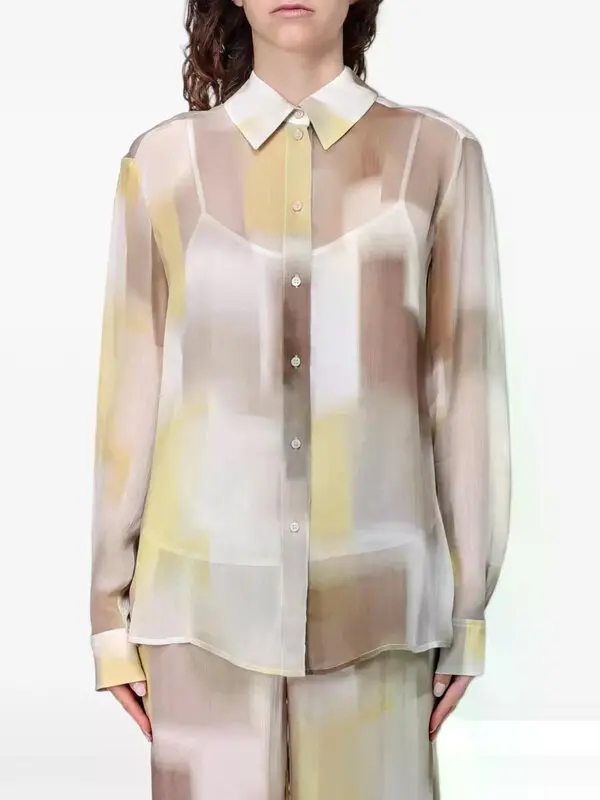 Emporio Armani Abstract Print Chiffon Shirt - Neutrals