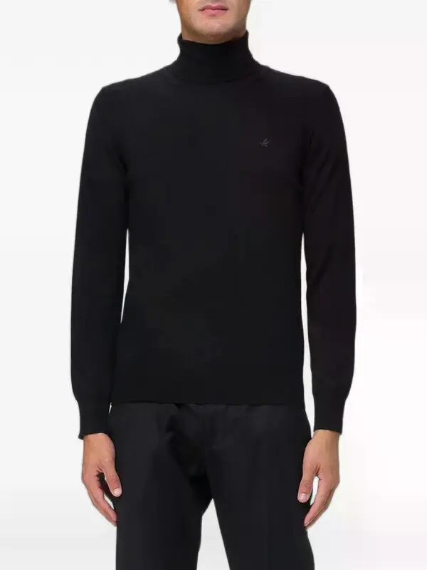 BROOKSFIELD Logo Embroidered Roll-neck Sweater - Black