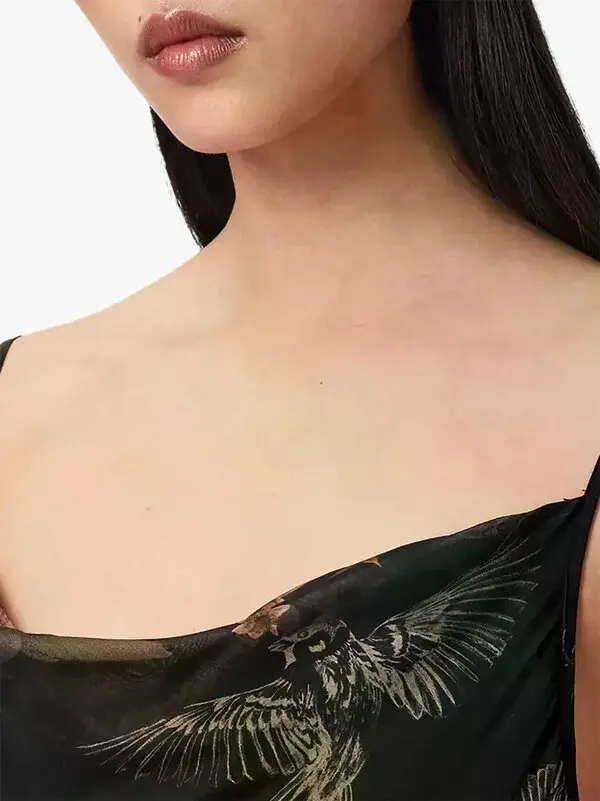 ALLSAINTS Floral Print Ruffled Maxi Dress - Black