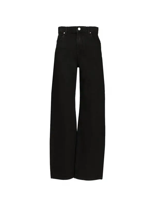 Isabel Marant Étoile Wide-leg Jeans With Logo Patch - Black
