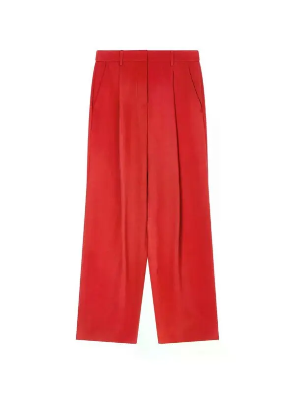 Giorgio Armani Felt Pleated Wide-leg Trousers - Red