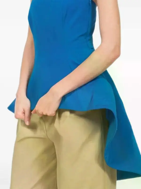 Rosie Assoulin Cobalt Cotton Blend Grosgrain Textured Strapless Top - Blue