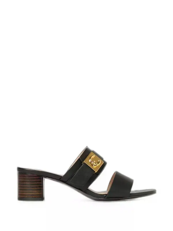 COCCINELLE C-me Lock Leather Sandals - Black