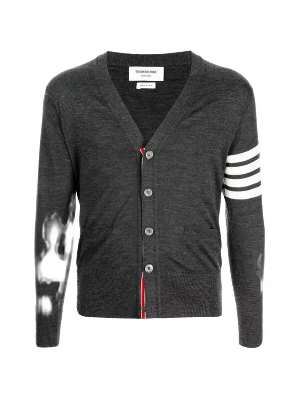 Thom Browne 4-bar Stripe Cardigan - Grey