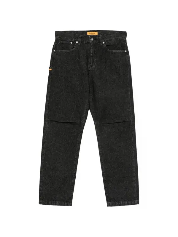 REPLAY Straight Leg Jeans With Logo Patch - Black