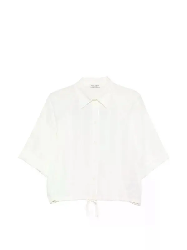 Marc O'polo Short Sleeve Shirt With Drawstring Hem - Neutrals
