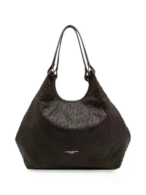 GIANNI CHIARINI Ostrich-effect Leather Shoulder Bag