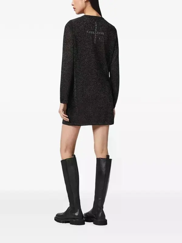 ALLSAINTS Metallic Effect Logo Print Dress
