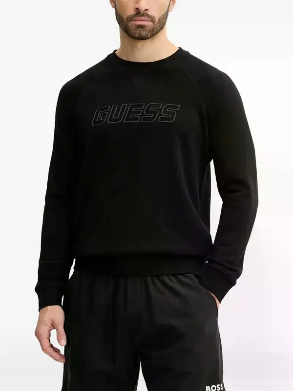 Guess Logo Print Raglan Sleeve Sweatshirt