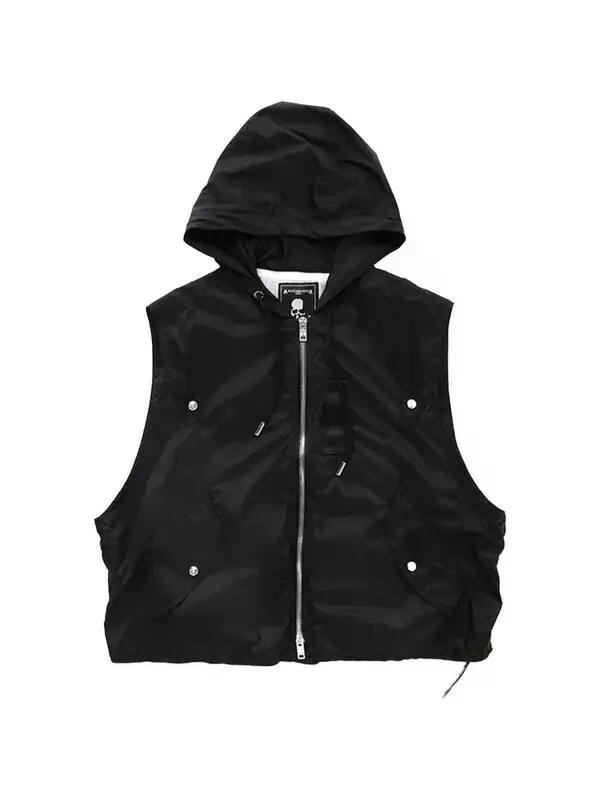 MASTERMIND WORLD Hooded Drawstring Vest - Black