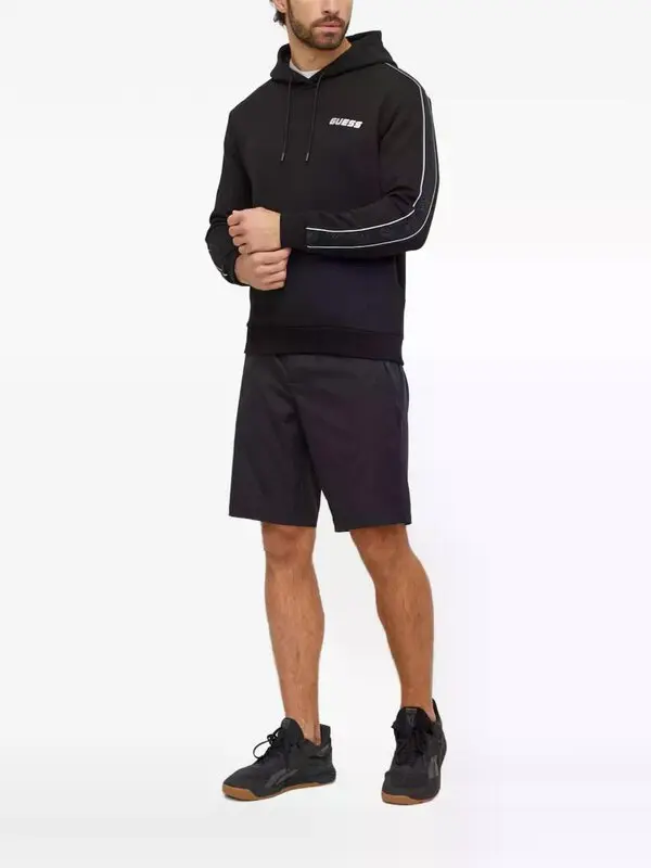 Guess Logo Tape Detail Hoodie - Black