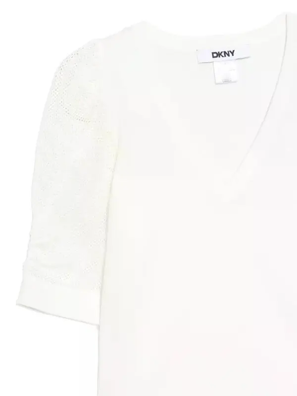 Dkny V-neck Puff-sleeve Top