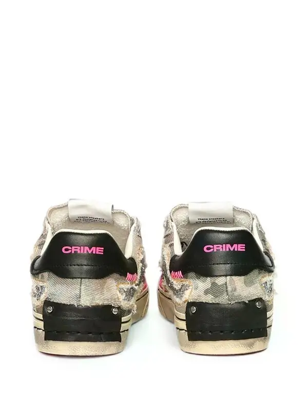 CRIME LONDON Glitter Embellished Camouflage Print Lace Up Sneakers