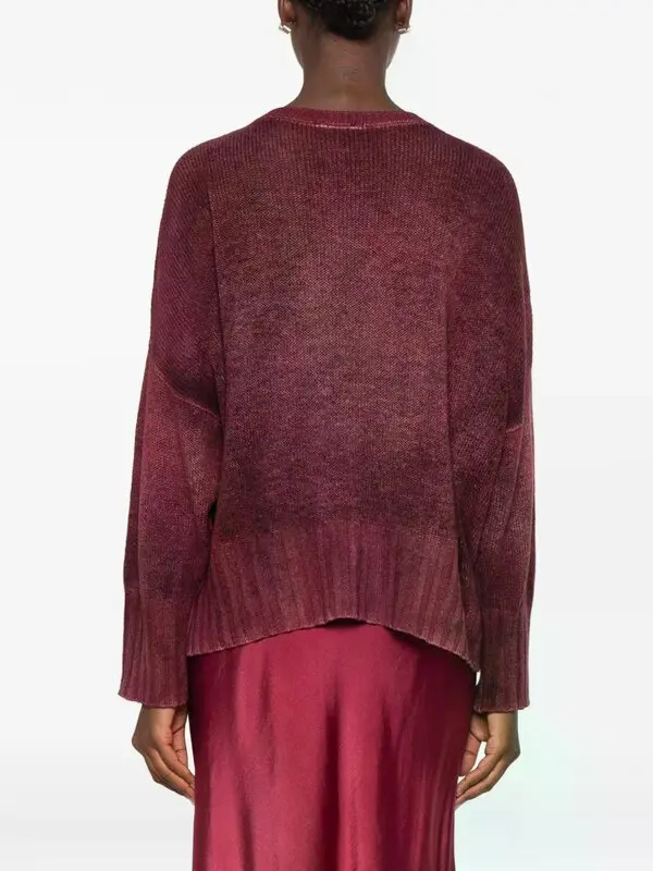 Avant Toi Wine Faded Effect Ribbed Knit Sweater