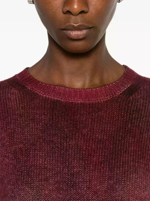 Avant Toi Wine Faded Effect Ribbed Knit Sweater