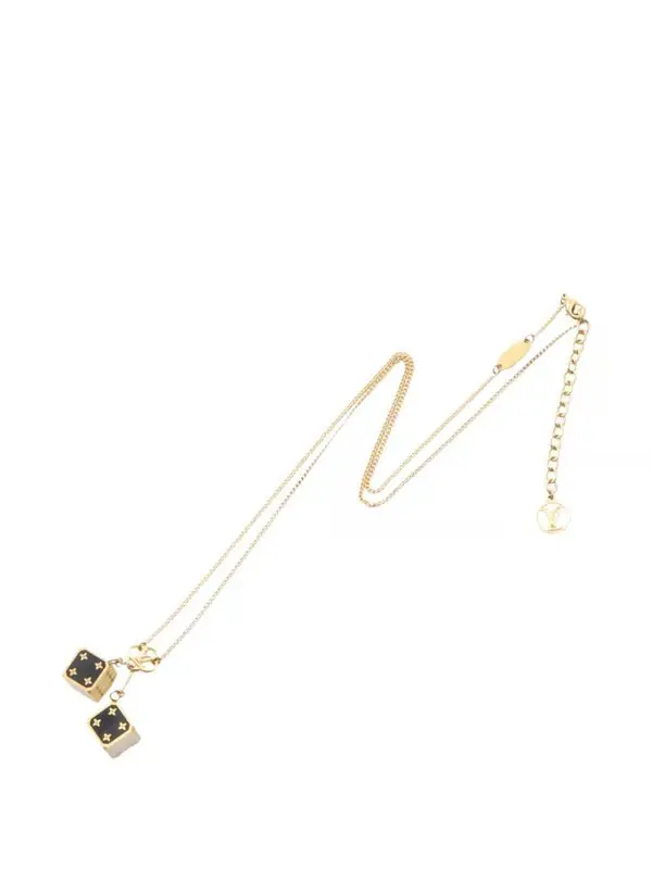 LOUIS VUITTON Monogram Dice Charm Necklace - Gold