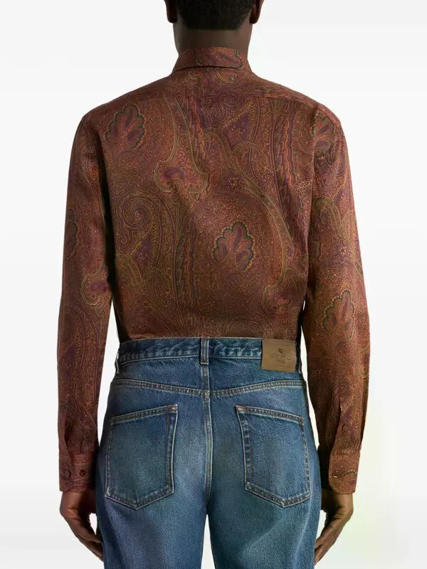 Etro Cotton Satin Shirt With Arnica Motif