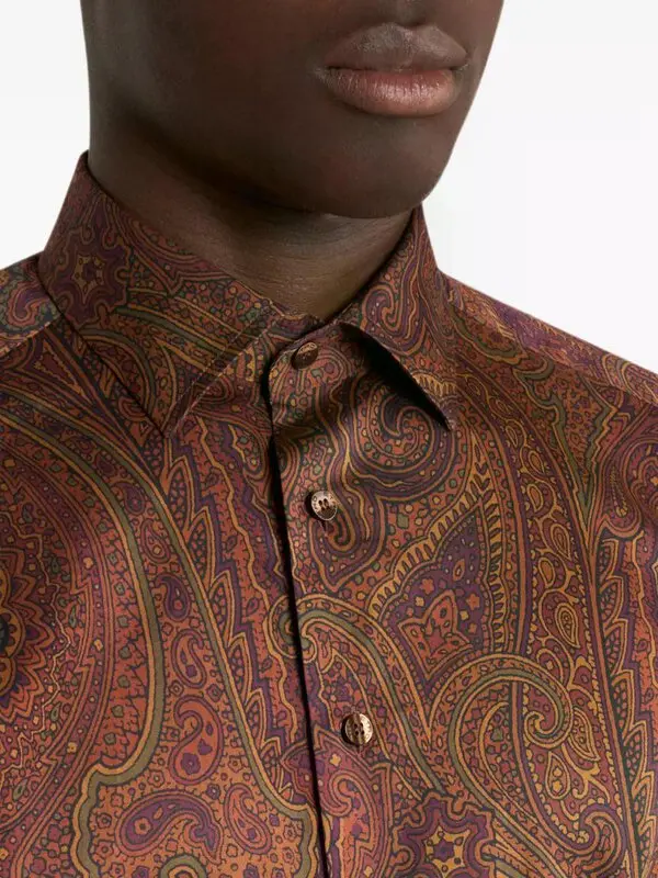 Etro Cotton Satin Shirt With Arnica Motif