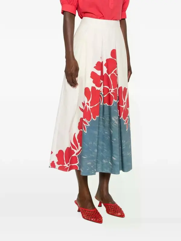 ZANETTI Floral Print Pleated Midi Skirt
