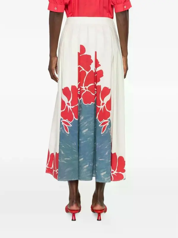 ZANETTI Floral Print Pleated Midi Skirt