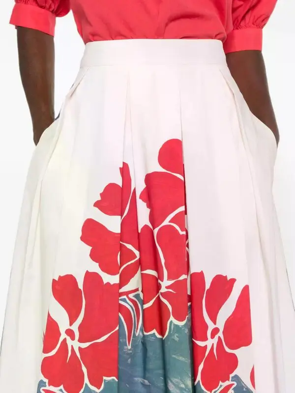 ZANETTI Floral Print Pleated Midi Skirt