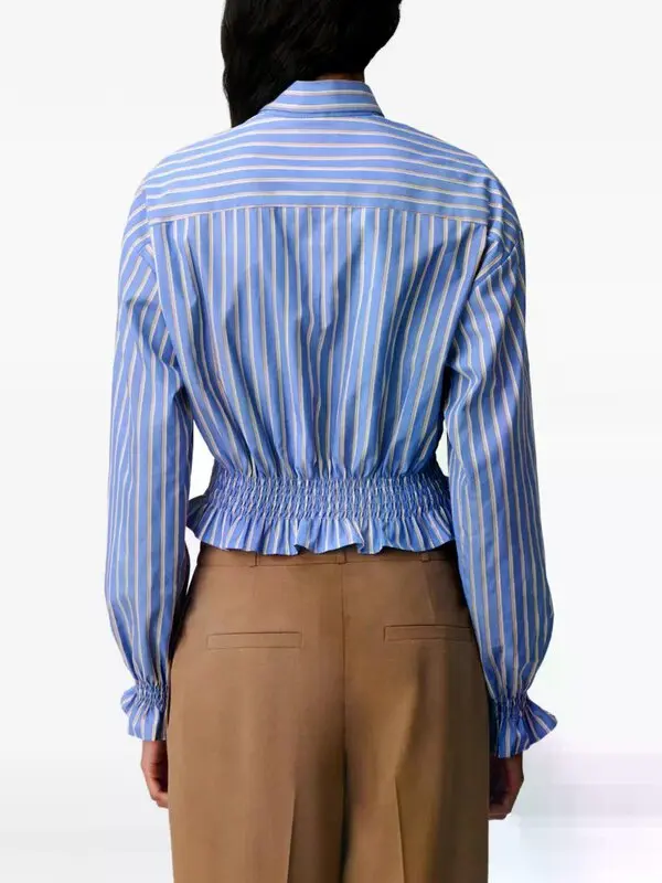 Claudie Pierlot Striped Poplin Tie-neck Top