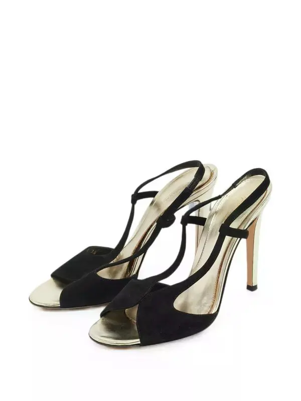 GIANVITO ROSSI Suede Slingback Stiletto Sandals - Black