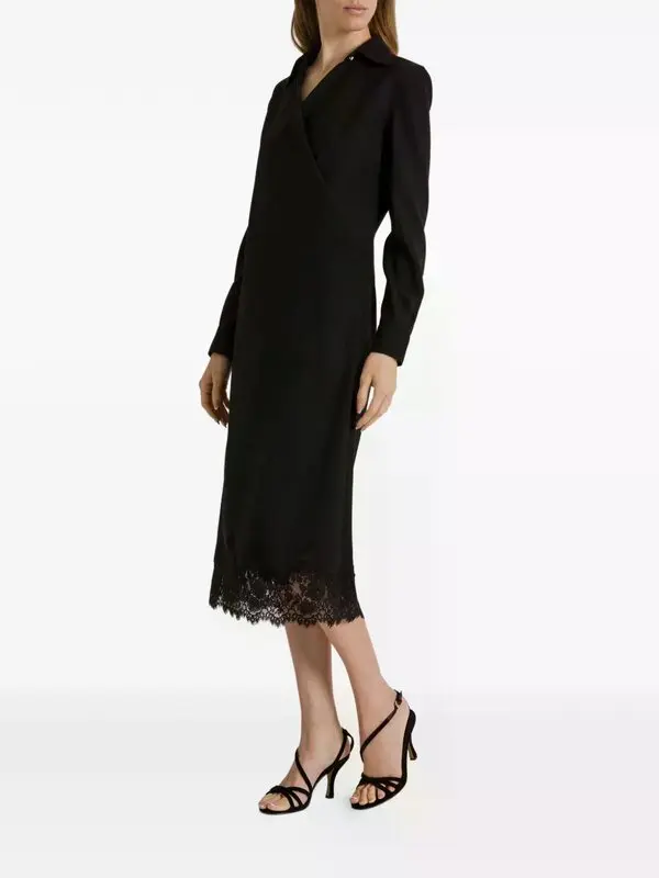 Alberta Ferretti Lace-trim Wrap Midi Dress