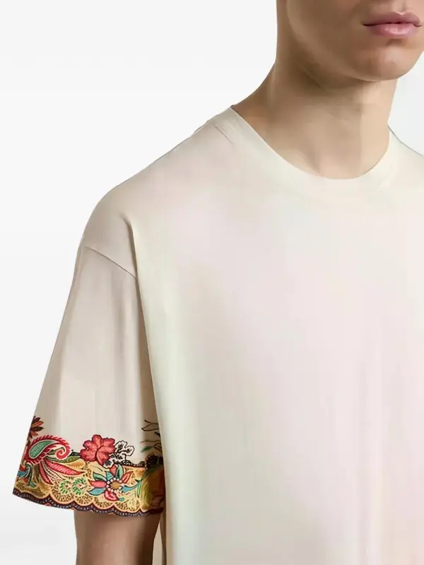 Etro Cotton Jersey T-shirt With Placed Paisley Print