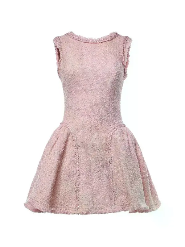 SELF-PORTRAIT Bouclé Frayed-edge Mini Dress