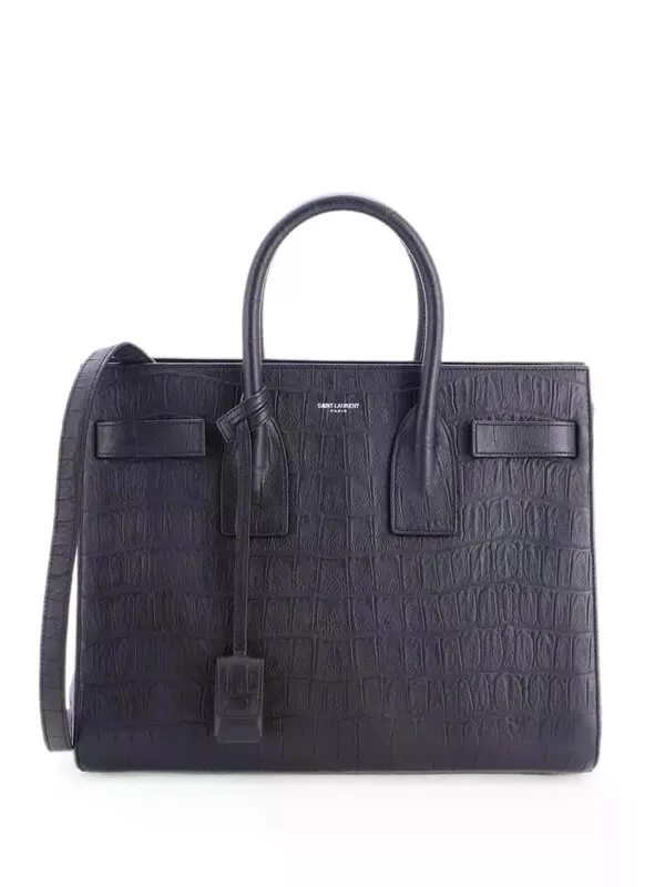 Saint Laurent Sac De Jour Nm Bag In Crocodile Embossed Leather - Black