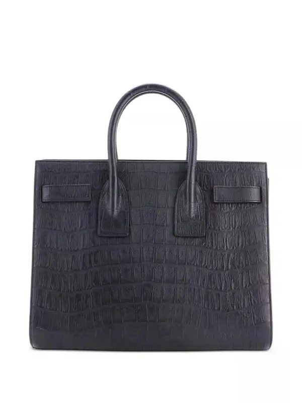 Saint Laurent Sac De Jour Nm Bag In Crocodile Embossed Leather - Black