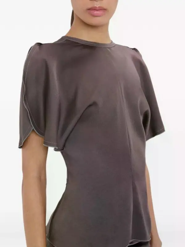 Victoria Beckham Bela Flutter-sleeve Top In Satin