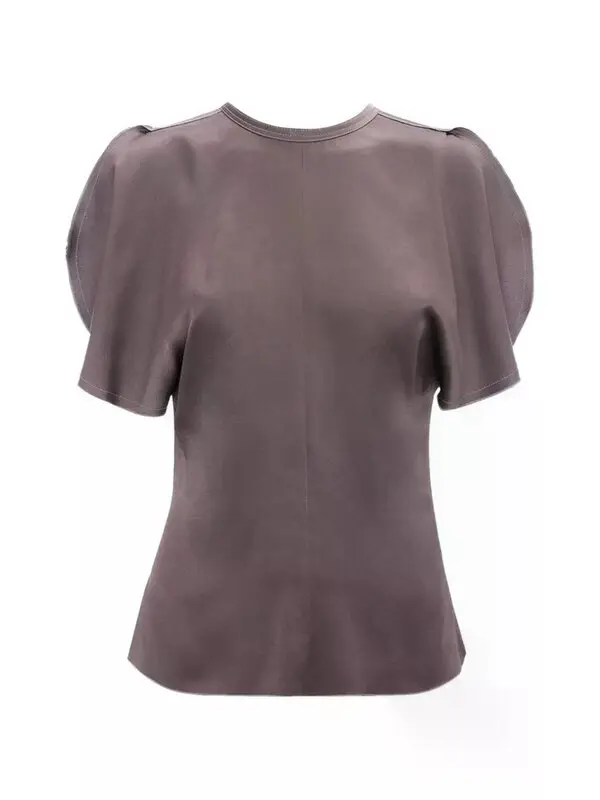 Victoria Beckham Bela Flutter-sleeve Top In Satin