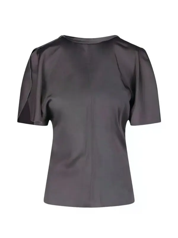 Victoria Beckham Bela Flutter-sleeve Top In Satin - Brown