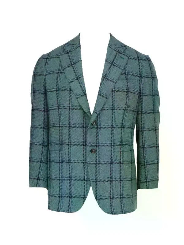 Isaia Marechiaro Squared-pattern Blazer - Green