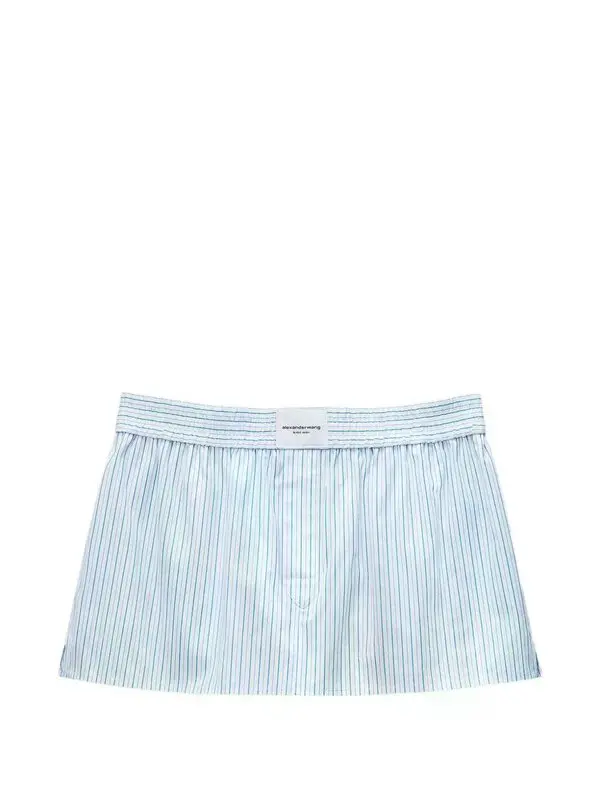 Alexander Wang Vertical Stripe Logo Patch Mini Skirt - Blue