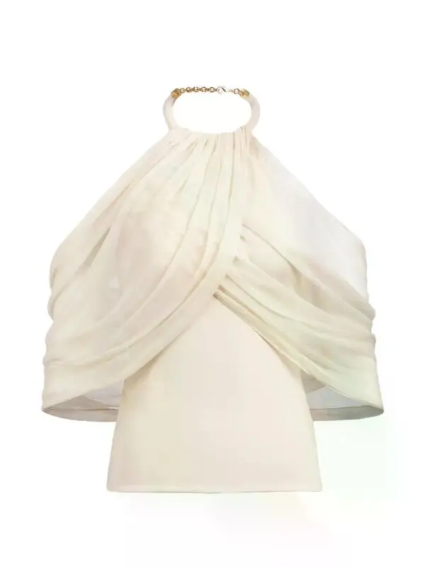 Silvia Tcherassi Clio Halterneck Draped Blouse