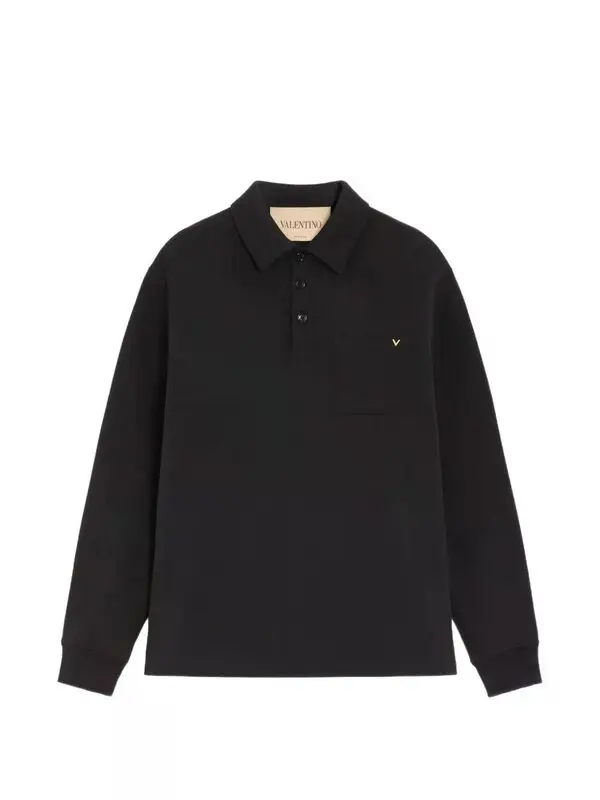 Valentino Garavani Vlogo-detail Long-sleeve Polo Shirt - Black