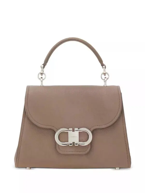 FERRAGAMO Double Gancini Top Handle Bag - Neutrals