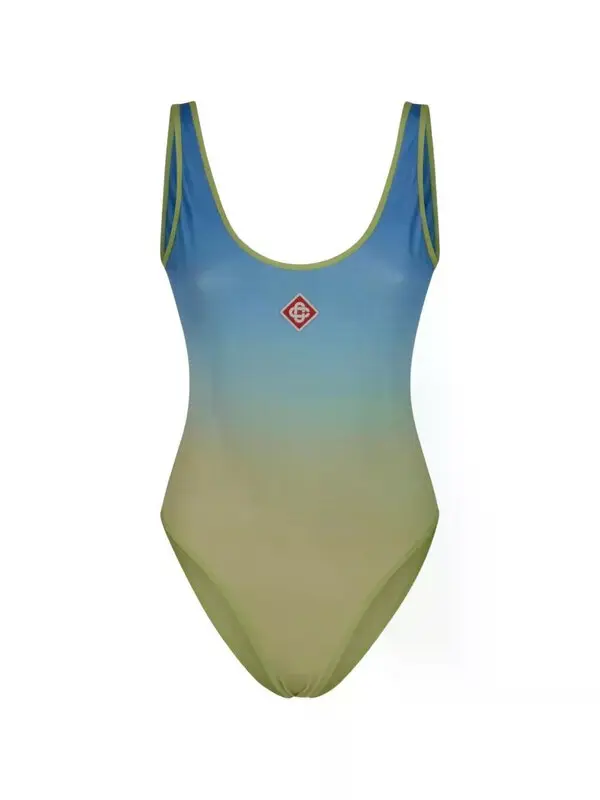 Casablanca Gradient Effect Logo Patch Swimsuit - Blue