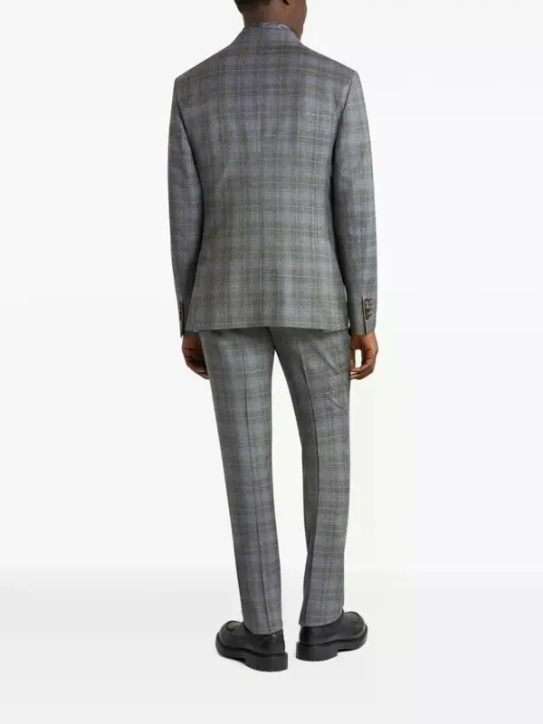 Etro Single-breasted Wool And Cashmere Suit With Check Motif