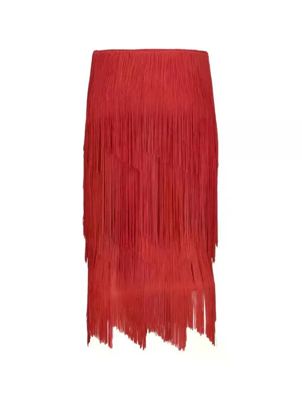 TOM FORD Fringed Tie Midi Skirt - Red