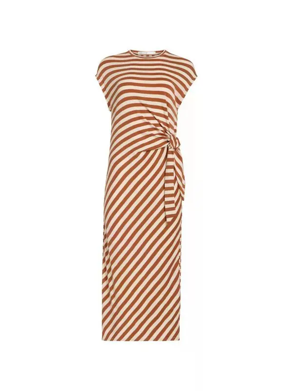 MARIE OLIVER Elowyn Striped Tie-waist Midi Dress - Brown