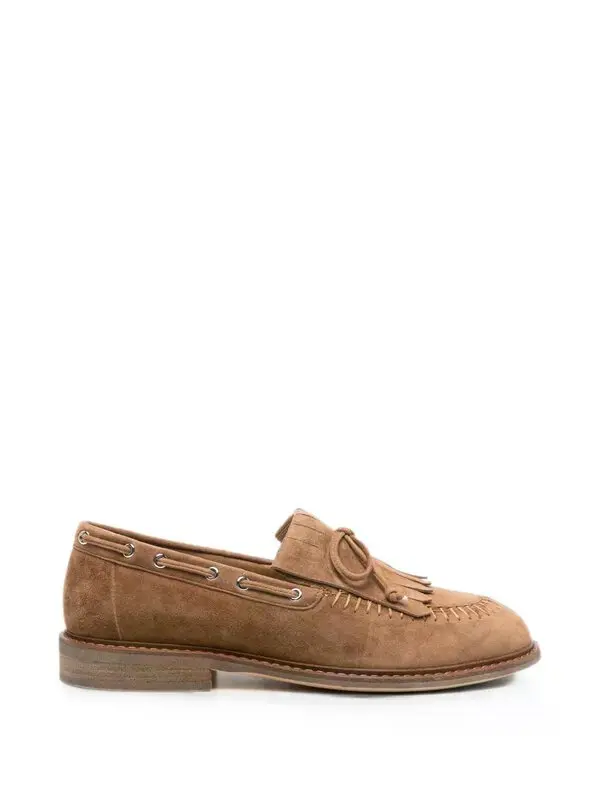 ADRIANNA FERETTI Fringe Detail Tassel Loafers - Brown