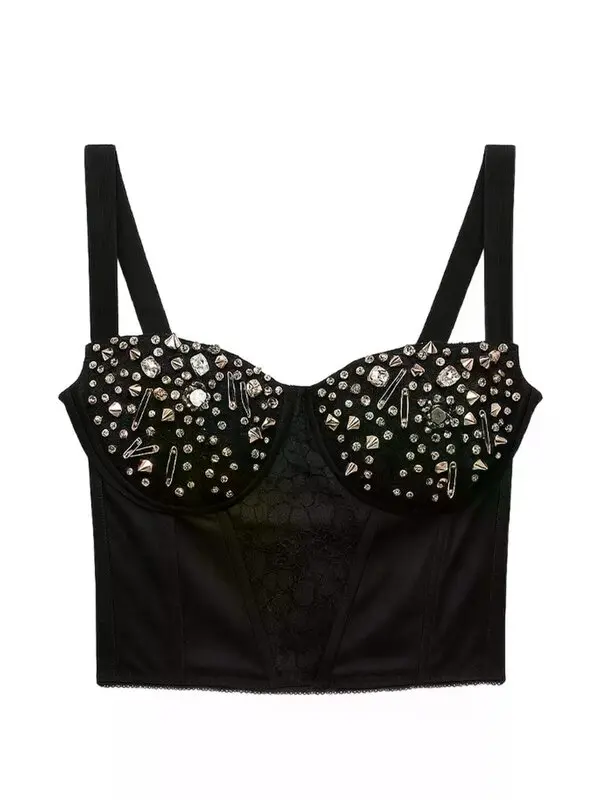 John Richmond Studded Bustier Top - Black